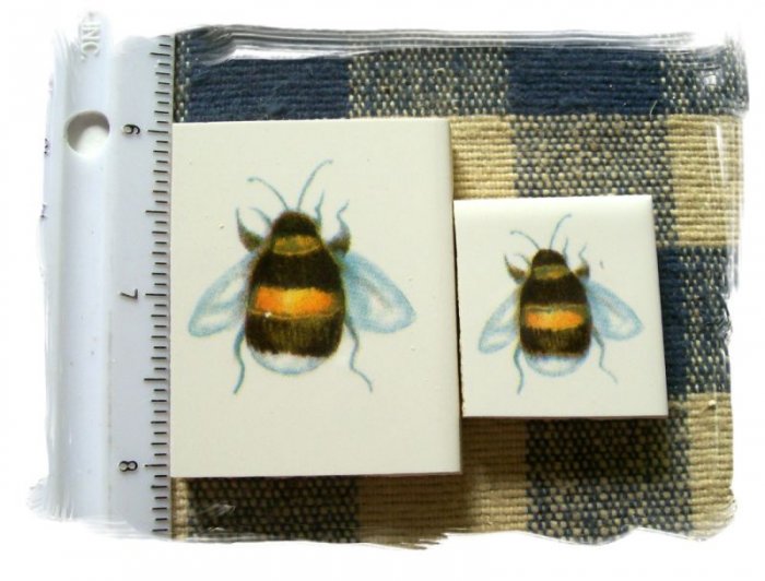 Mosaic Tiles *~ADORABLE BUMBLE BEES*~ 2 HM Kiln Fired