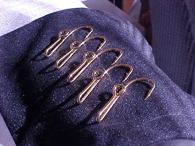 5 FISH HOOK HAT PINS-GOLDTONE>>FREE SHIPPING