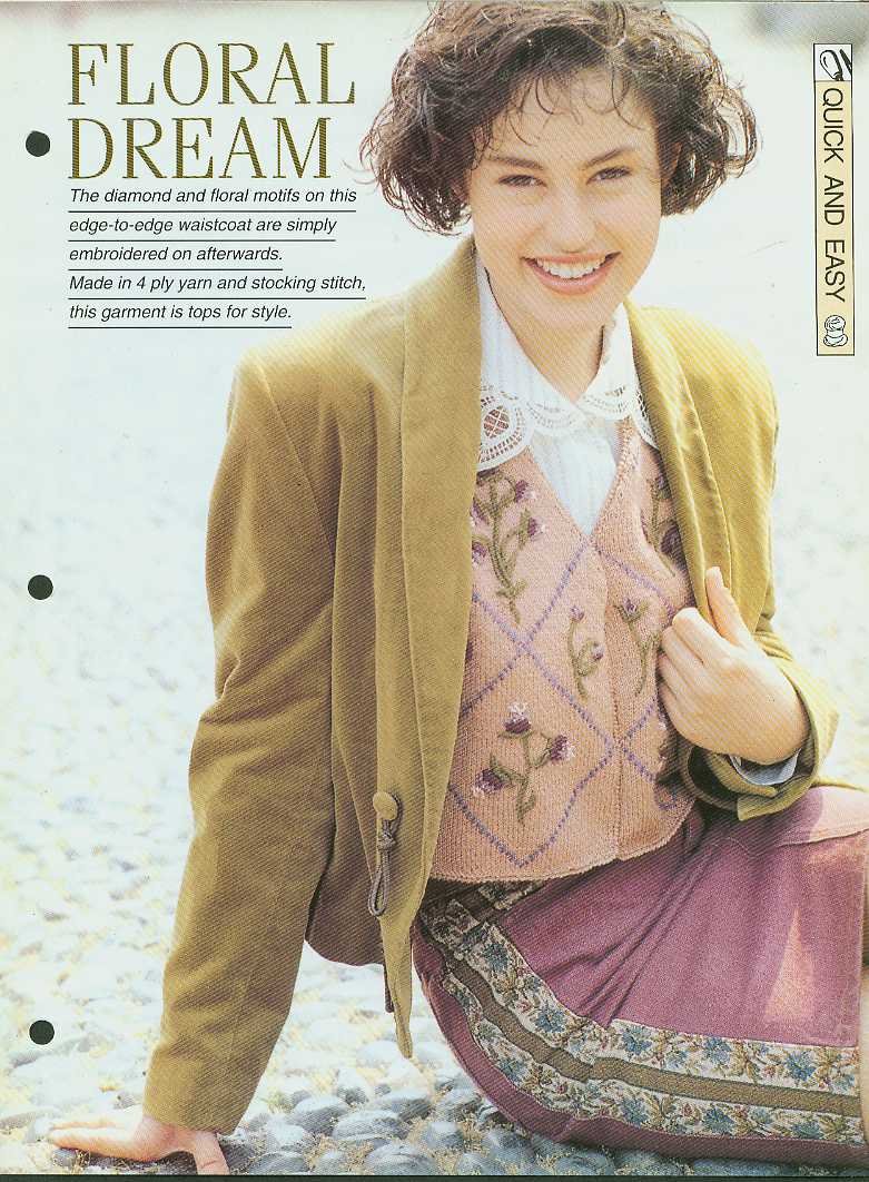 Knitting pattern for Ladies edge to edge waistcoat, with Swiss darning ...