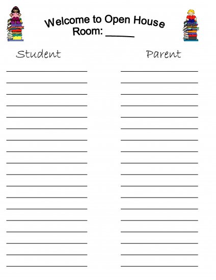 Open House & Back to School Night Sign in Sheets