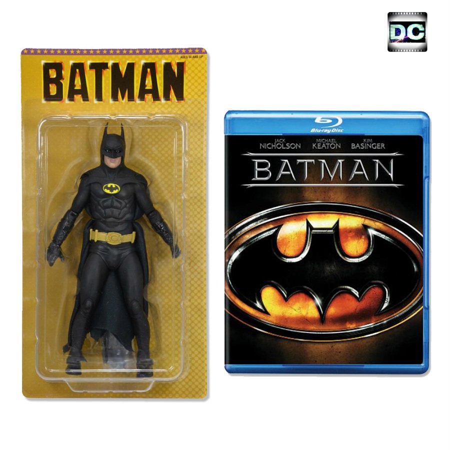 2014 Neca Batman 89 Keaton DC 7" Figure + 25th Anniversary Blu-Ray Disc ...