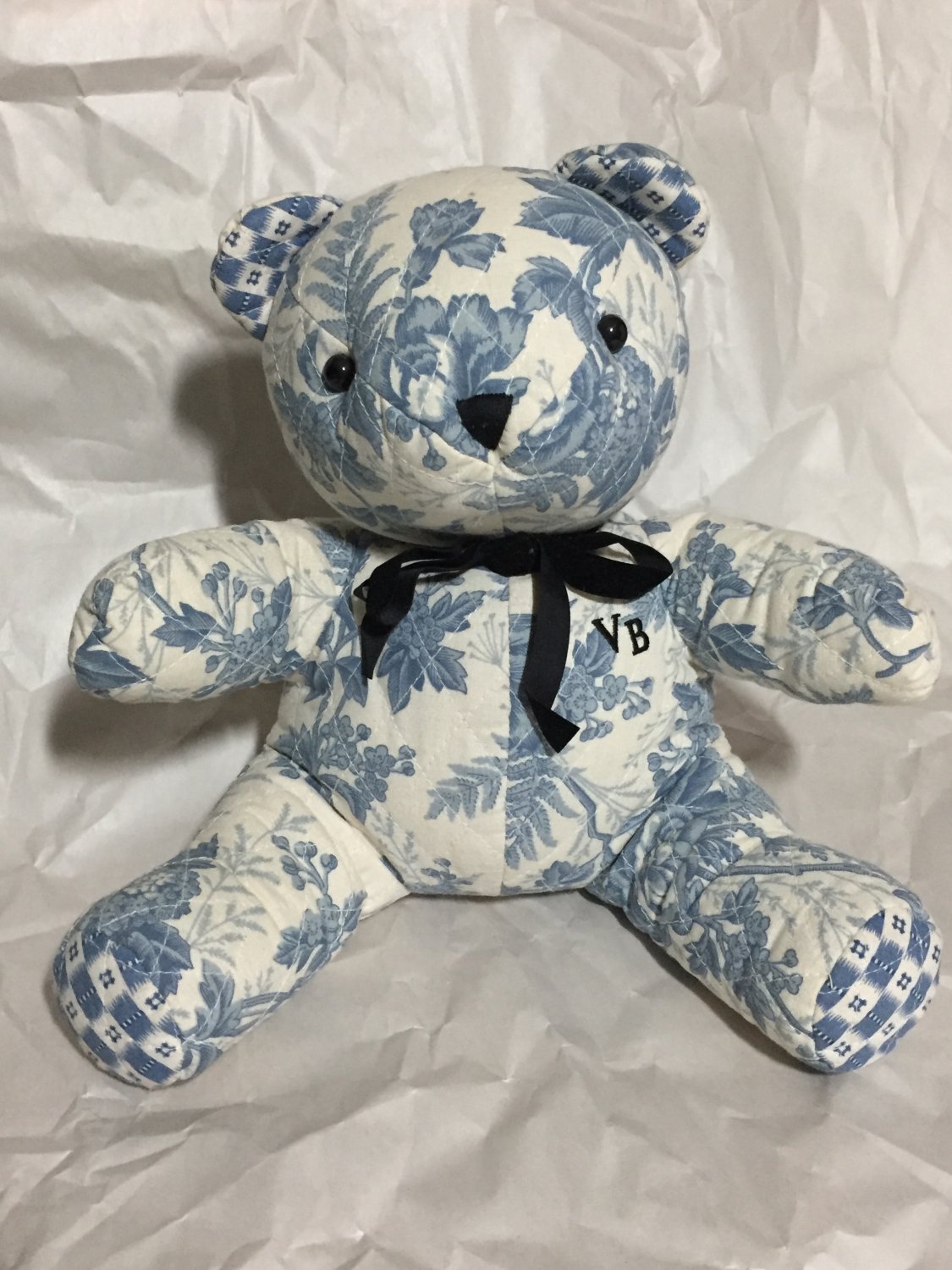 Vera Bradley Tilly Bear collectible toy Retired baby childs Blue Toile