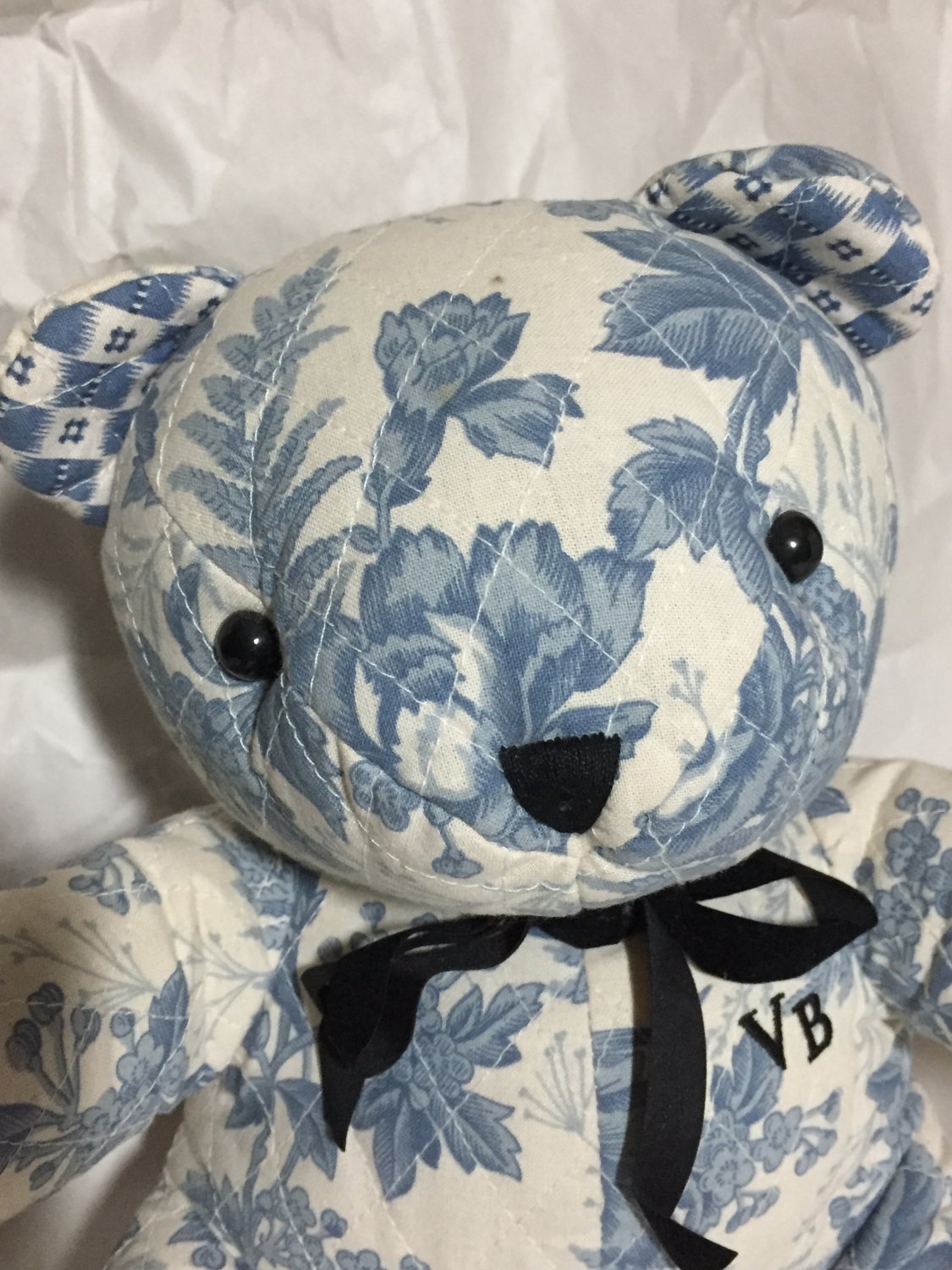 Vera Bradley Tilly Bear collectible toy Retired baby childs Blue Toile