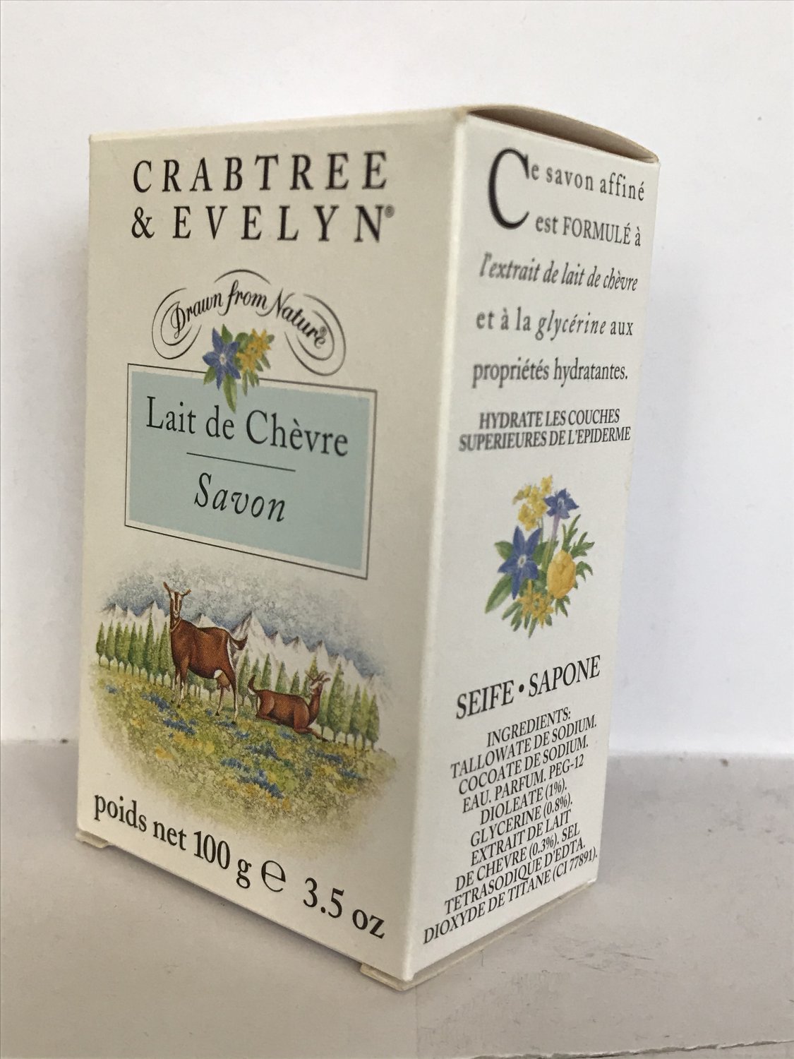 Crabtree Evelyn pure Swiss Goatmilk Soap 1 SINGLE boxed 3.5 oz. 100g ...