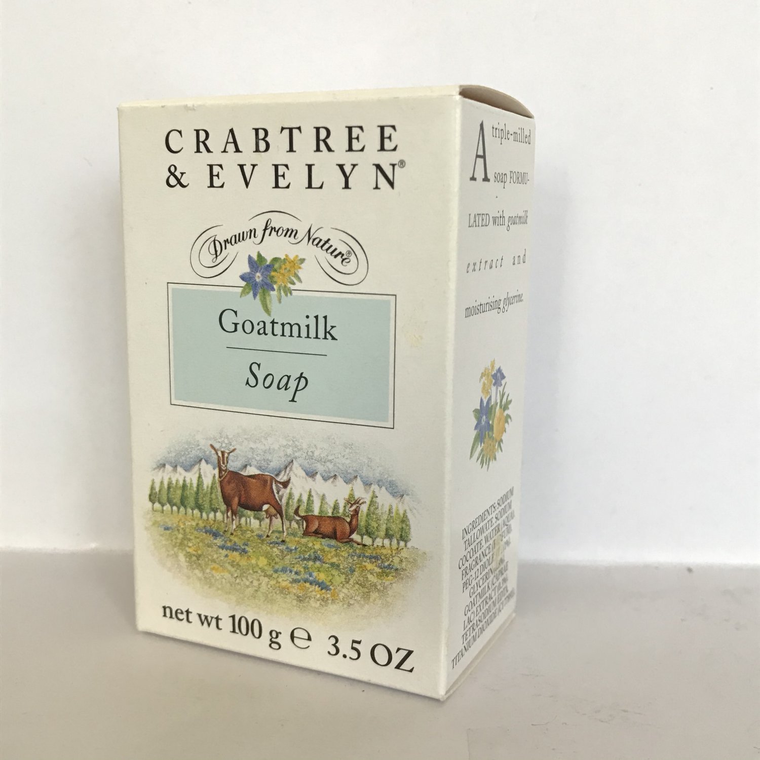 Crabtree Evelyn pure Swiss Goatmilk Soap 1 SINGLE boxed 3.5 oz. 100g ...