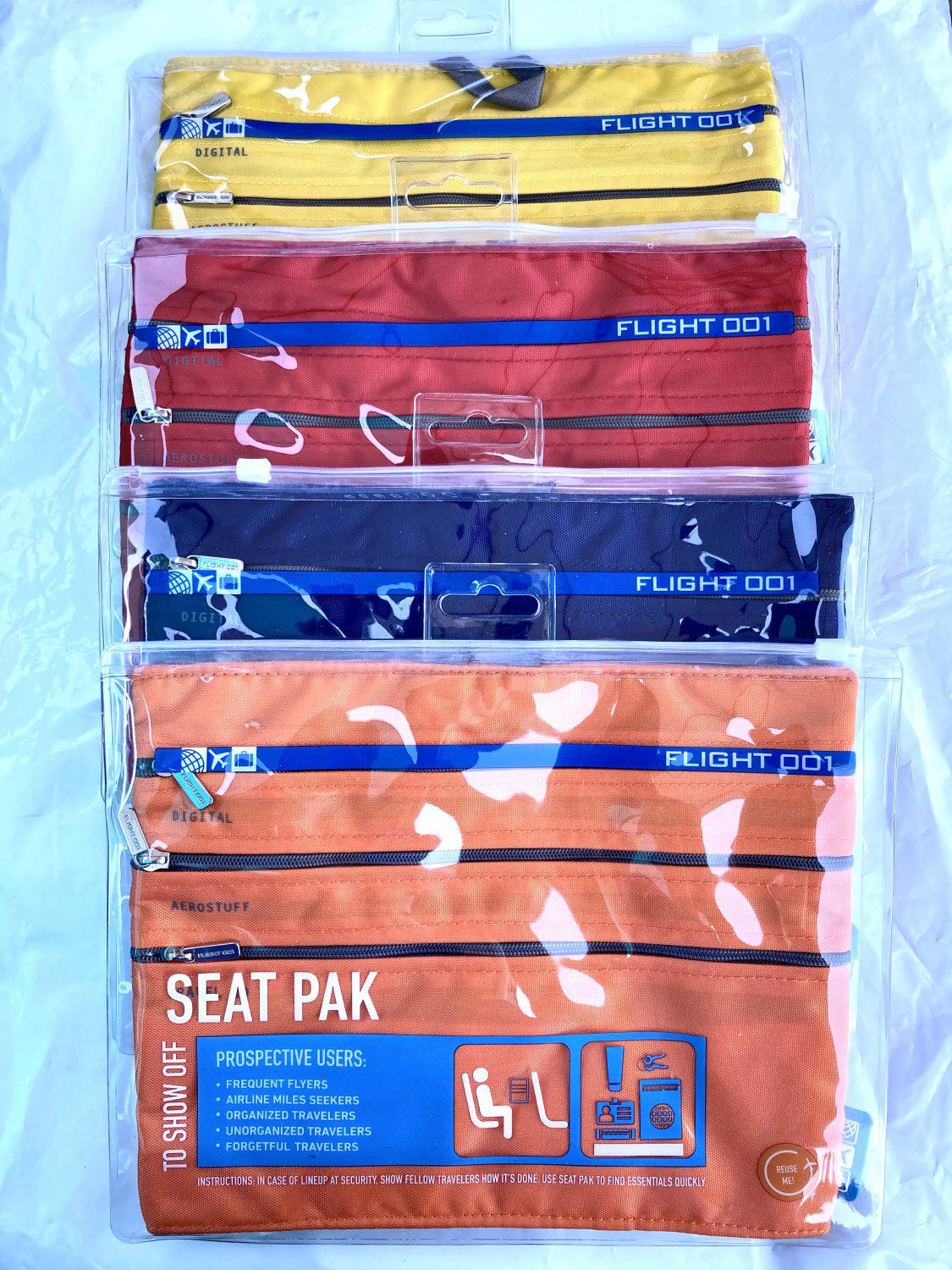 Flight 001 Seat Pak Navy Blue • travel in-flight organizer case F001 ...