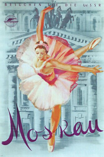 VISIT USSR MOSCOW vintage poster Russia-Soviet Union 20x30 graceful ...