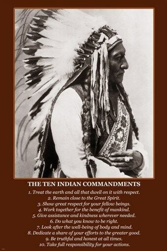 THE 10 INDIAN COMMANDMENTS vintage photo poster INSPIRATIONAL historic ...