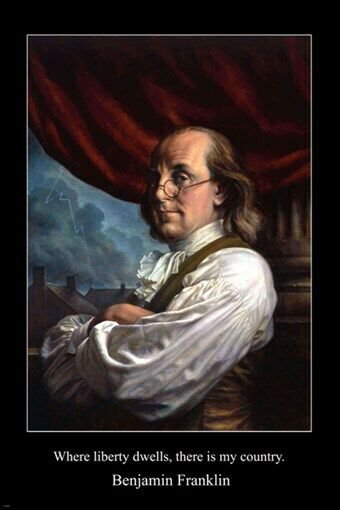 portrait BEN FRANKLIN FOUNDING FATHER USA inventor leader 20x30 poster