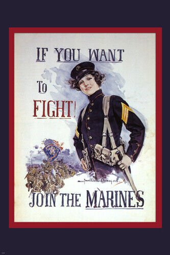 JOIN THE MARINES vintage ad poster h christy united states 1915 20x30 NEW