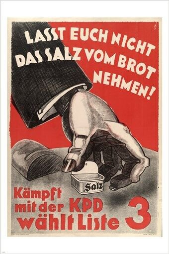 ARTSY GERMAN interwar communist vintage poster POLITICAL 20x30 collectors