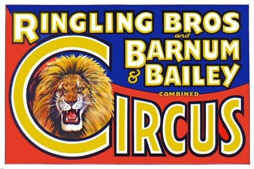 ringling brothers barnum & bailey CIRCUS poster ROARING LION MANE 20x30