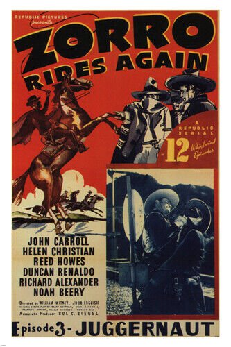 Zorro rides again MOVIE POSTER Juggernaut 1937 20x30 RARE HOT VINTAGE