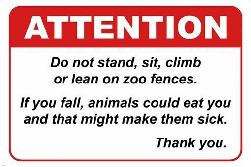 ANIMAL WARNING SIGN zoo fence poster 20x30 FUNNY outrageous IRONIC