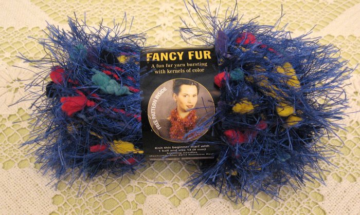 Lion Brand Fancy Fur "Brilliant Blue" Yarn ~ 1 Skein ~ $2.75