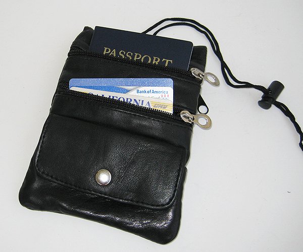 "2x" PASSPORT Holder Neck Leather Pouch Wallet TRAVEL