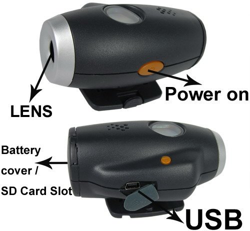 Cmos Sensor Helmet Spy Camera support SD Card