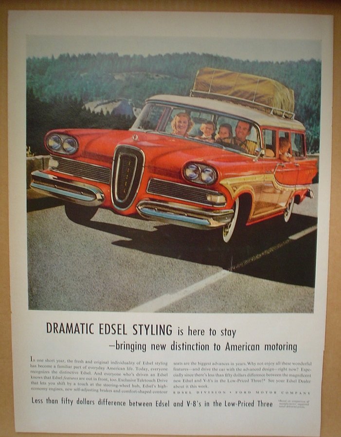 1958 AD FORD EDSEL BERMUDA STATION WAGON EDSEL STYLING IS HERE TO STAY