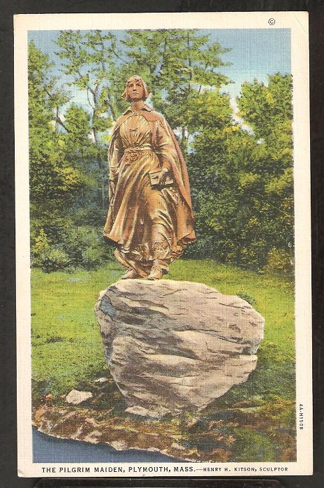 PILGRIM MAIDEN STATUE PLYMOUTH MA HENRY KITSON SCULPTOR 929