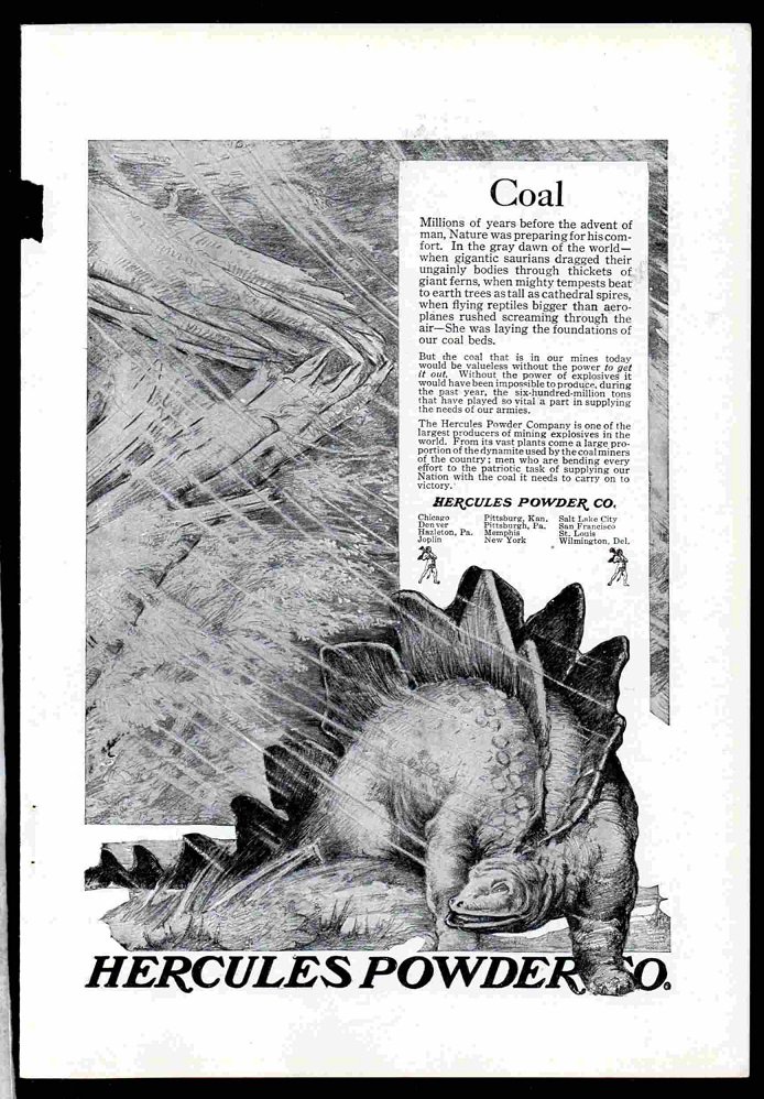 1918 Ads Hercules Gun Powder w/Dinosaur Hammond Multiplex Forhans Tooth ...