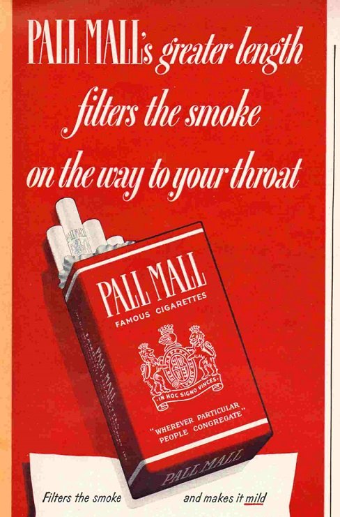 1949 Ad Pall Mall Cigarettes Greater Length Filters The Smoke On The ...