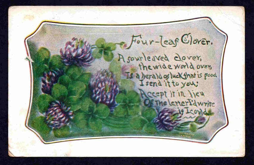 1911 Four Leaf Clover Greeting Card Postcard 710
