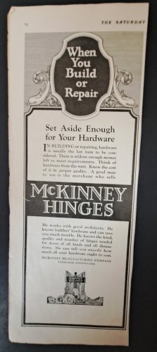 1923 Print Ad McKinney Hinges Hardware Pittsburgh Pa.