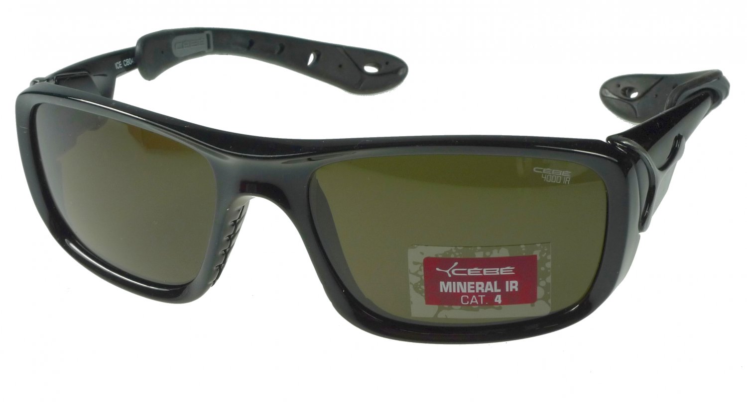 Cébé ICE Sunglass, Shiny Black Nylon Frame/Scratch Resistant Glass ...