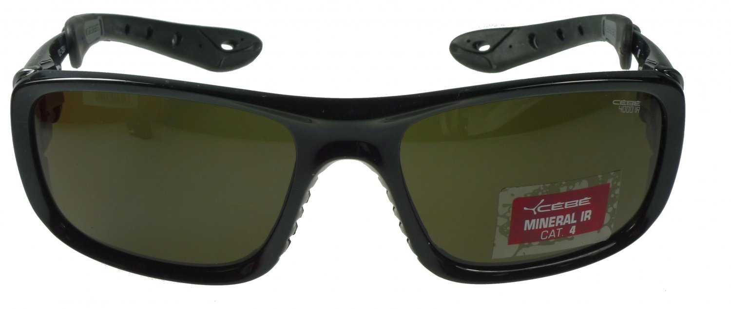 Cébé ICE Sunglass, Shiny Black Nylon Frame/Scratch Resistant Glass ...