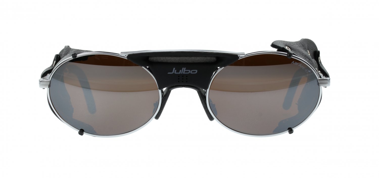 Julbo Micropore GT Sunglasses Silver Frame, Black Leather Shields, Alti ...