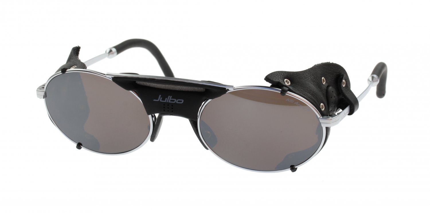 Julbo Micropore GT Sunglasses Silver Frame, Black Leather Shields, Alti ...