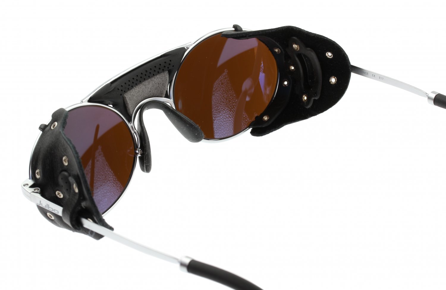 Julbo Micropore GT Sunglasses Silver Frame, Black Leather Shields, Alti ...