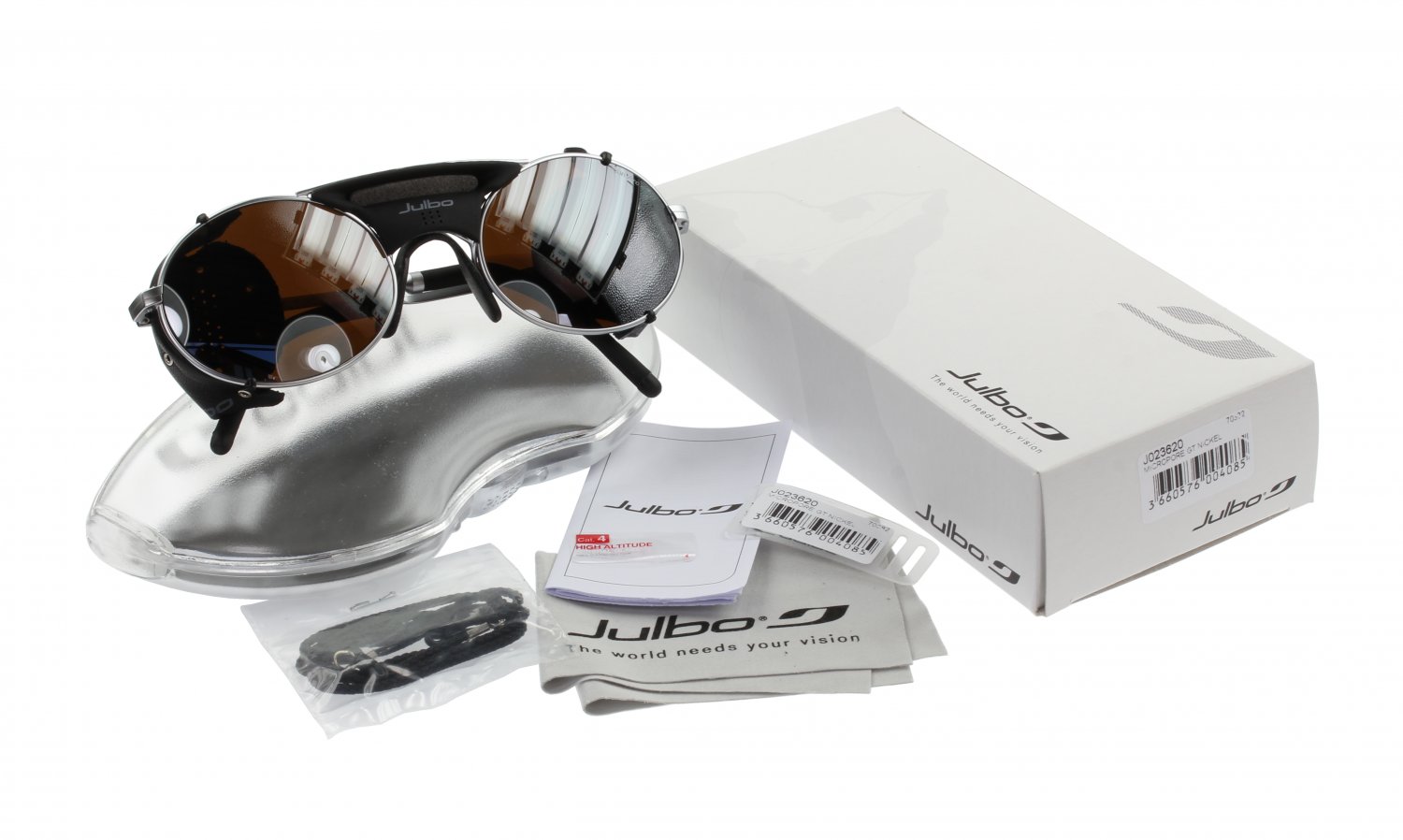 Julbo Micropore GT Sunglasses Silver Frame, Black Leather Shields, Alti ...