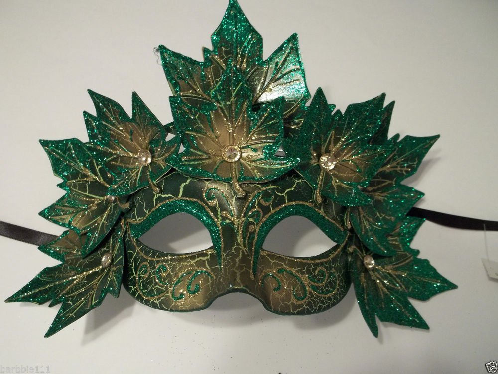 Wood Nymph Venetian Mask Masquerade Fairy Costume Green Poison Ivy ...