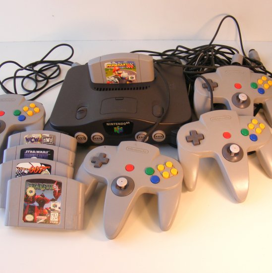Nintendo 64 N64 Video Game Console Lot 5 Games, 4 Controller N64 Mario Kart