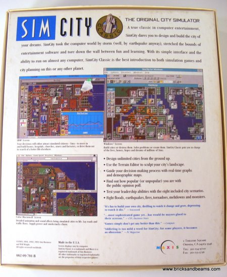 Original SimCity Classic Maxis PC Game 1993 in Box Sim City