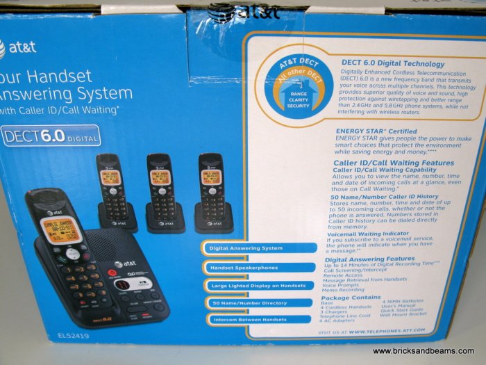 AT&T DECT 6.0 4 Handset Cordless Phone with Answering System (EL52419)