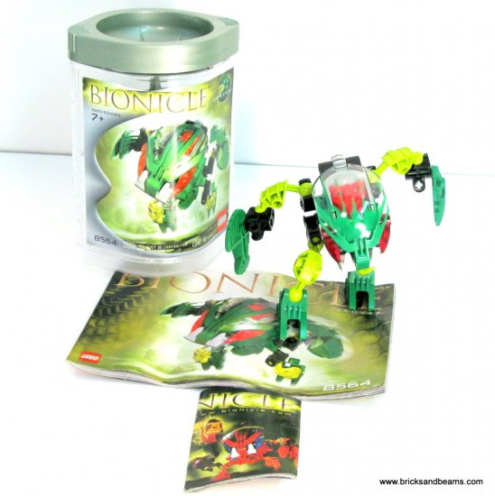 Lego BIONICLE Bohrok Lehvak Green 8564 2002 with Instructions and Canister