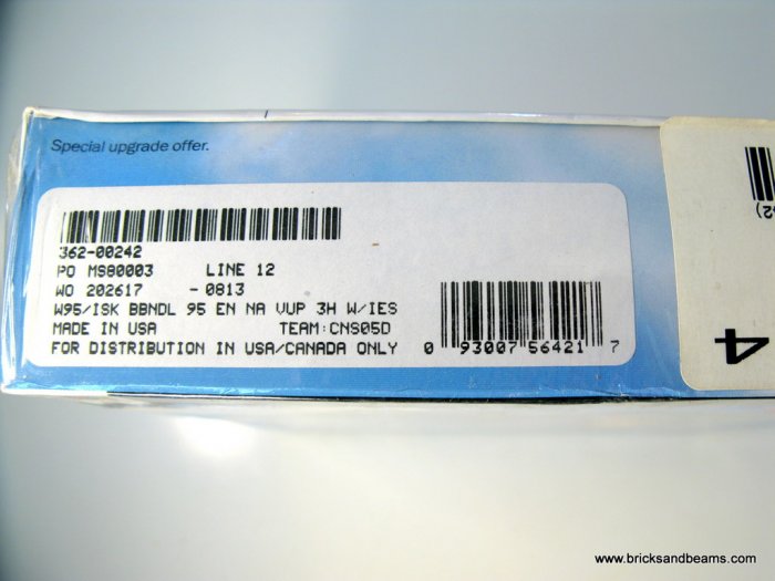 Microsoft Windows 95 Retail Upgrade for Windows Sealed with Box 3.5 ...