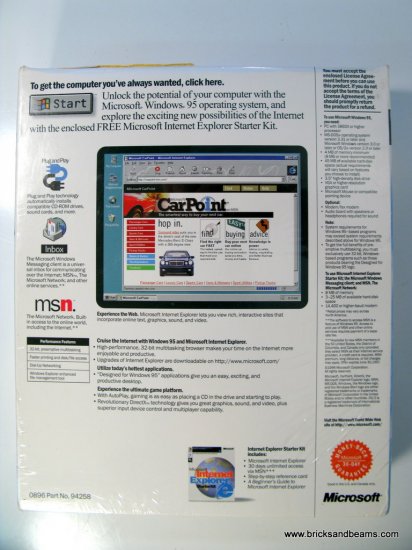 Microsoft Windows 95 Retail Upgrade for Windows Sealed with Box 3.5 ...