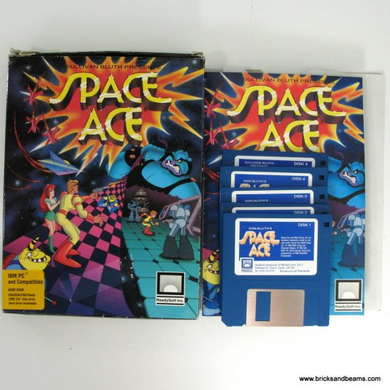 ReadySoft Inc. Space Ace PC Game 3.5 Floppy Disks w Box Don Bluth