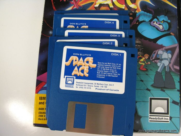 ReadySoft Inc. Space Ace PC Game 3.5 Floppy Disks w Box Don Bluth