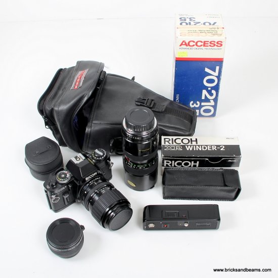 RICOH XR7 XR- SLR Film Camera 35MM FILM CAMERA 2 Lens Winder Outfit w ...