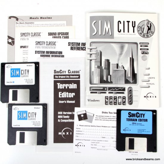 Original SimCity Classic Maxis PC Game 1993 in Box Sim City