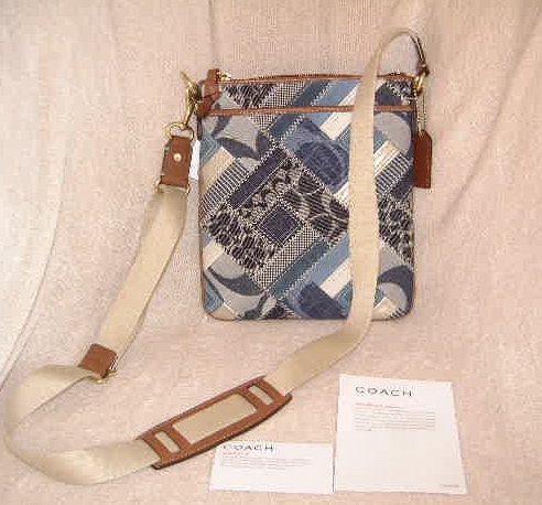 COACH INDIGO SIGNATURE PATCHWORK SWING PACK HANDBAG