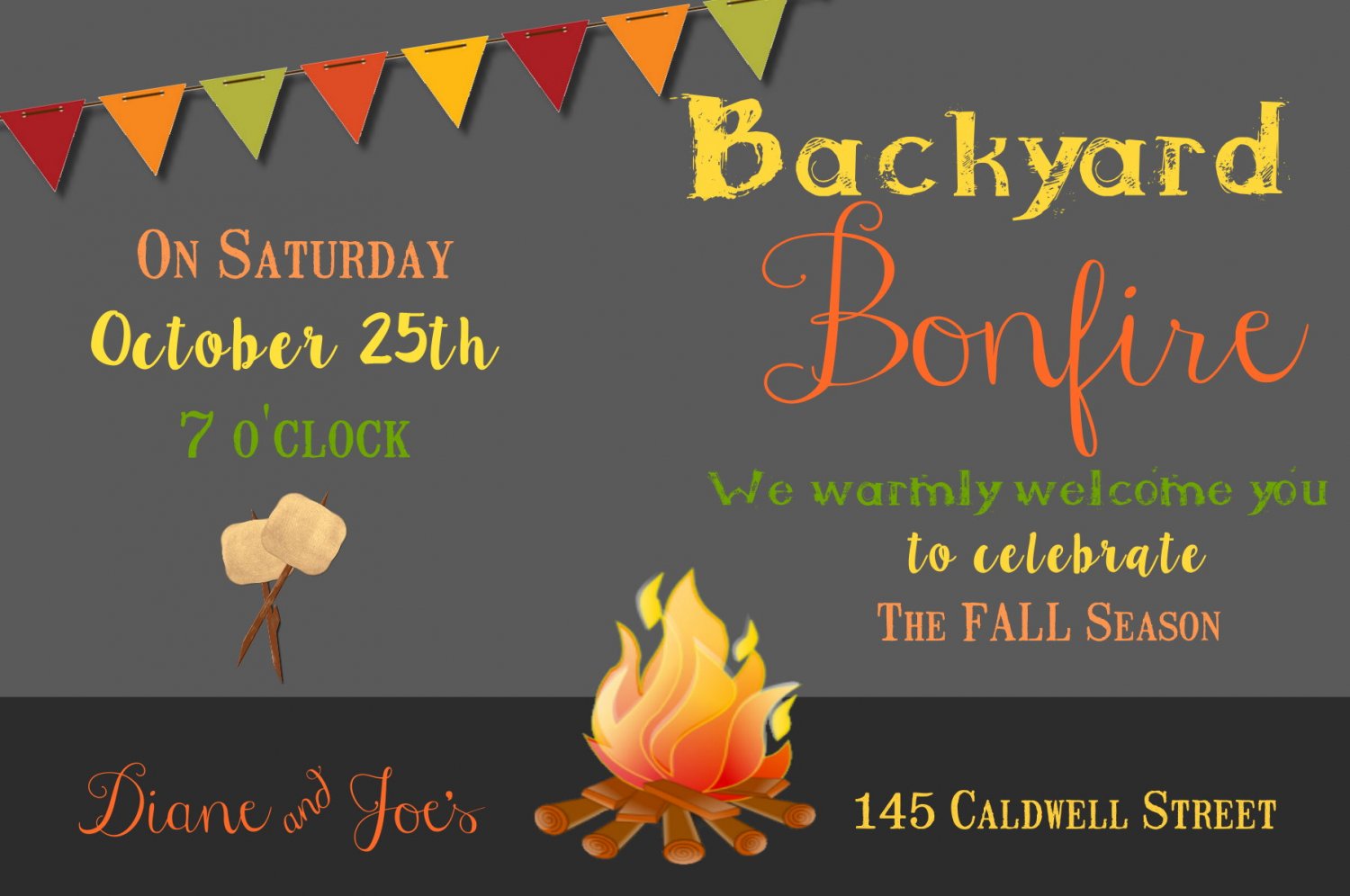 Bonfire Invitation, Autumn Invitation, Fall, Bonfire, Backyard Party ...