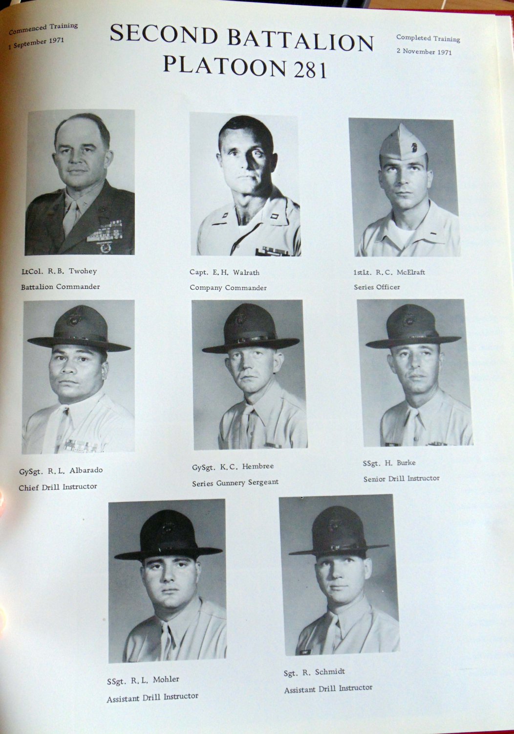 1971 Parris Island USMC Yearbook PLATOON 281 graduation November 1971