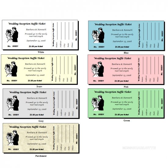 200 Personalized Bridal Shower or Wedding Reception Raffle Ticket Favors