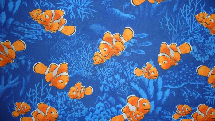 F8 Disney Pixar Finding Nemo Marlin Toss on Blue Cotton Fabric Fat ...
