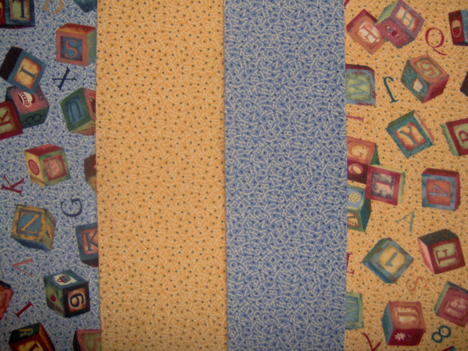 FQ Thimbleberries Bright Kids Blue & Gold Flannel Fabric Fat Quarter ...
